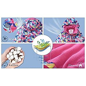 M2C Girls Thicken Warm Hooded Color Block Ski Snowsuit Jacket & Pants Pink 7/8