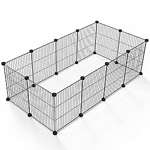 LURIVA DIY Small Animal Pet Playpen, Guinea Pig Cages, Rabbit Playpen, Dog/ Puppy Playpen, Indoor Portable Metal Wire Yard Fence, 15 X 12 Inch, 12 Panels, Black