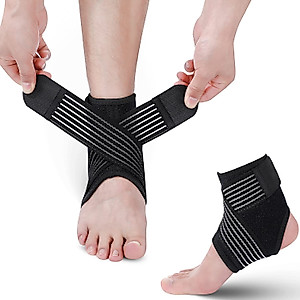 Achiou Ankle Compression Brace for Men & Wmen,Adjustable Ankle Support Brace (Pair),For Arch Support, Sprained Ankle, Achilles Tendonitis, Heel Spurs, Outdoor Sports, Joint Pain