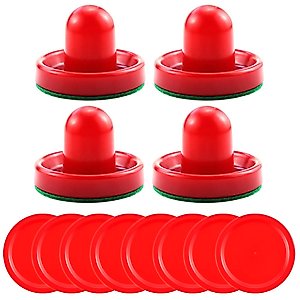 Bignc Light Weight Air Hockey Pushers Red Replacement Pucks (4 Striker, 8 Puck )