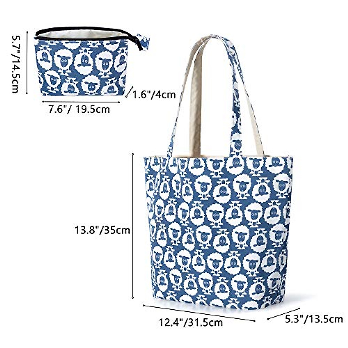 YARWO Knitting Bag with Small Zipper Pouch, Yarn Tote for Knitting Needles, Skeins of Yarn and Knitting Supplies On The Go, Sheep (Patented Design)