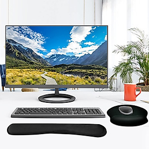 Keyboard Wrist Rest Mouse Pad Wrist Support Pads for Keyboard and Mouse, Ergonomic Memory Foam Wrist Pad for Pain Relief and Easy Typing, Arm Rest for Home & Office Laptop Computer, Black