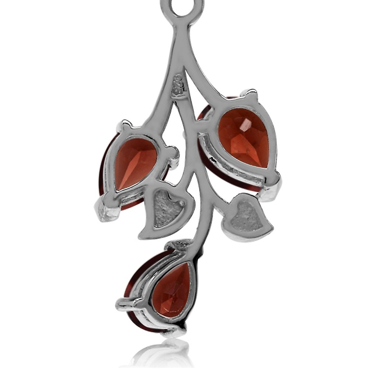 Silvershake 2.85ct. Natural Red Garnet 925 Sterling Silver Leaf Pendant with 18 Inch Chain Necklace