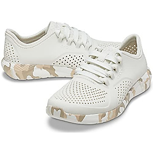 Crocs Women's Literide Pacer Lace-Up Sneakers, Camo/Almost Whi, 7 Women
