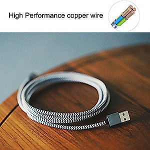 Ailun Micro USB Cable 10ft 3Pack High Speed 2.0 USB A Male to Micro USB Sync Charging Nylon Braided Cable for Android Phone Charger Cable Tablets Wall and Car Charger Connection Silver&Blackwhite