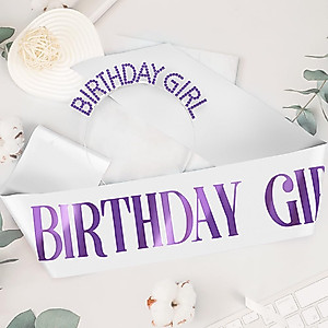 Birthday Girl Tiara Set - Sash, Crown, and Rhinestone Headband for Women, Princess Accessories Gift