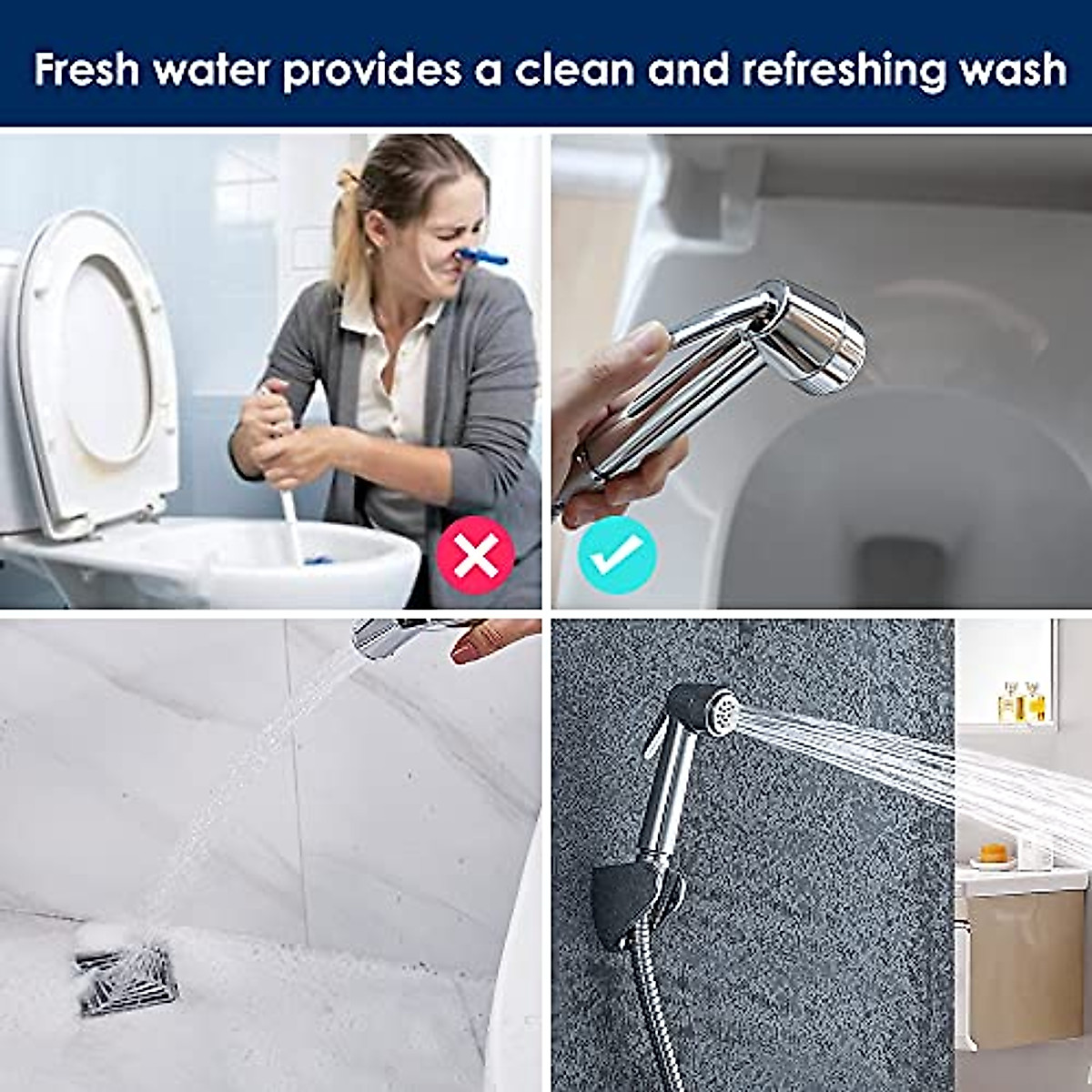JOMOO Handheld Bidet Sprayer Bathroom Jet Spray Cloth Diaper Sprayer for Toilet Spray Attachment with Hose for Feminine Wash, Without T-Valve and Hook)