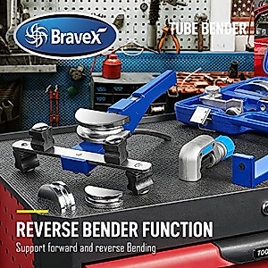 Bravex Tubing Bender Pipe Tube Bender Kit Refrigeration Ratcheting Hand Tool 1/4 to 7/8 Inch with Tube Cutter/Deburring HVAC Tool Refrigeration System Maintenance