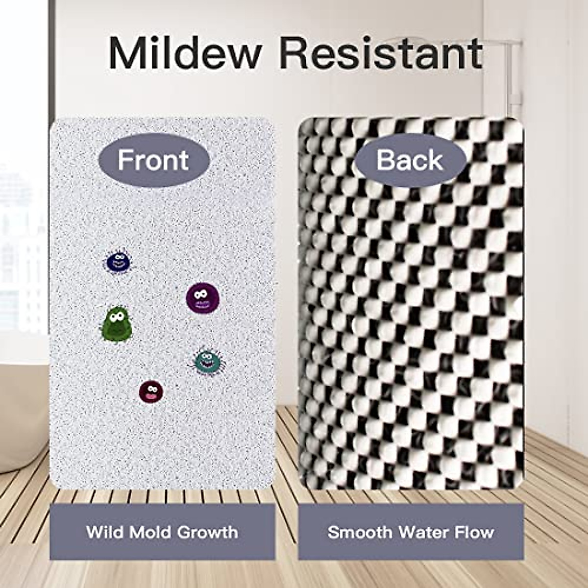 Shower Mat Non Slip,Soft Bath Mat with Drain,Quick Drying PVC Loofah Bathtub Mat for Bathroom,Without Suction Cups,24 x 24 Inch (White)