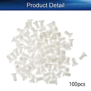Yinpecly 100Pcs M4 × 8mm Nylon Machine Screws 304 Stainless Steel Phillips Pan Countersunk Flat Head Screw Plastic Fasteners Bolts White
