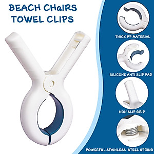 8 Pcs Beach Towel Clips,Strong Grip Clothespins,Plastic Pool Chair Clip,Heavy Duty Quilt Drying Clip,Windproof Clamps with Drawstring Bag to Keep Towels, Clothes to Dry on Clothesline and Hanging Rack