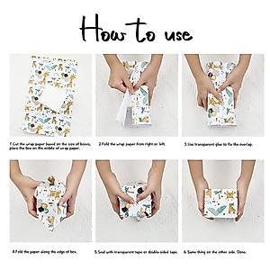 Birthday Wrapping Paper For Kids Girls Boys, Giraffe Design Gift Wrap Paper for Birthday Baby Shower, 6 Sheets Folded Flat 20x28 Inches Per Sheet