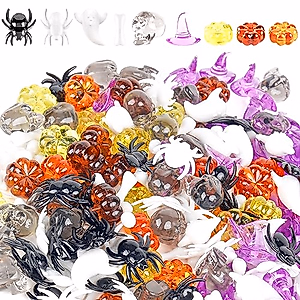 270 PCS Halloween Vase Fillers Includes Mini Acrylic Pumpkin Cute Ghost Mini Skull Head Small Witch Hats, Halloween Party Table Decoration Halloween Decorations Tiered Tray Decor