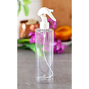 JUVITUS Clear 12 oz Professional Cylinder PET Plastic Bottles (BPA Free) White Trigger Spray (6 Pack)