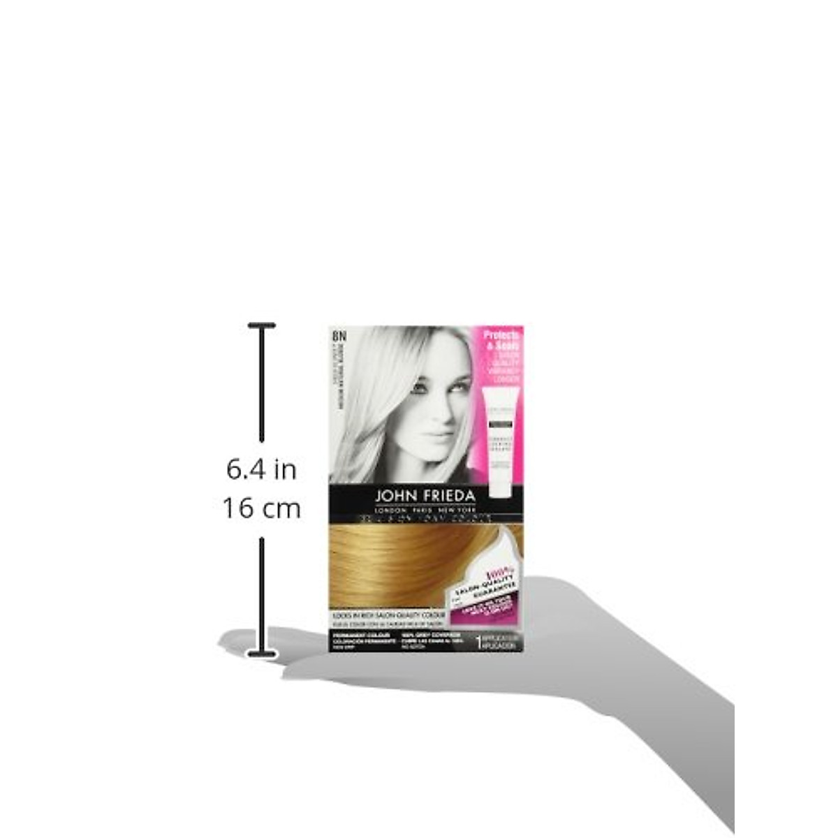 John Frieda Precision Foam Colour, Medium Natural Blonde 8N, Full-Coverage Hair Color Kit, Anti-Fade Gray Coverage, Deep Color Saturation Hair Dye, 1 Application