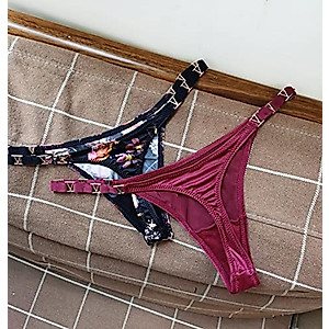 Meshal Sexy G-string Thongs for Women Super Soft Fabric Panties T Back Underpants 5Pack Hipster (6Pack(Metal waist),Large)