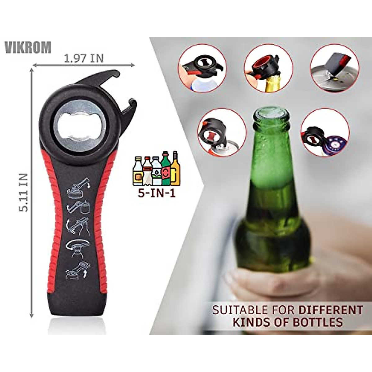 Silicone Jar Opener Gripper Pad - 3Pcs Nonslip Bottle Opener Rubber Jar Opener Gripper Pad Kitchen Set Jar Openers for Seniors Hand Can Opener Kitchen Gadgets - Handle Can Opener Multi Purpose Opener