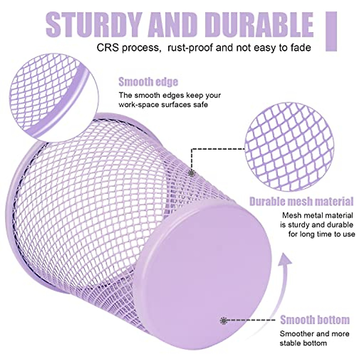 Banshou Pencil Holders,Mesh Pen Holder for Desk,Purple Round Pencil Holder for School,Home,Office and other Office Desk Organizers (Purple 6Pack)