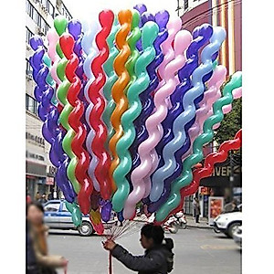 AnnoDeel 100Pcs 40inch Latex Spiral Balloons, Colorful Unique Twisted Latex Balloon for Birthday Wedding Festival Party Supply Decorations Random Color