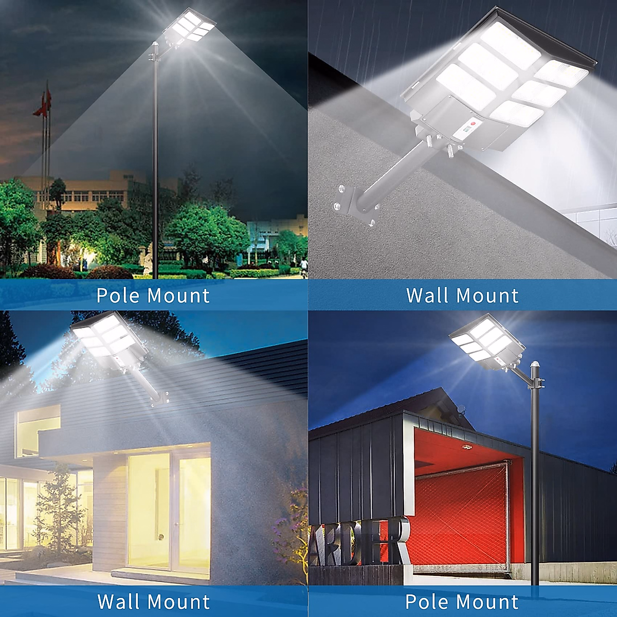 JAYNLT 800W Solar Street Light, 80000LM Dusk to Dawn Solar Parking Lot Lights IP67 Waterproof, 6500K Led Solar Security Light Outdoor with Motion Sensor and Remote Control for Yard, Garage, Road