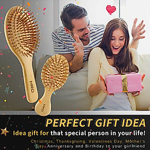 2Pcs Hair Brush, Natural Bamboo Hair brushes Set With Paddle Detangling Wooden Hairbrush and Mini Travel Size Brush, Massage Scalp Thick/Thin/Curly/Dry Hair For Women Men and Kids by MRD