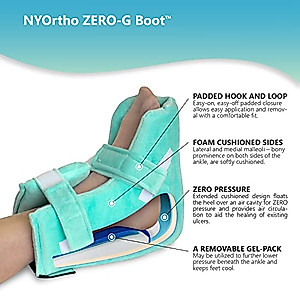 NYOrtho Heel Protector Cushion - Pressure Relieving Pillow with Cooling Gel Pack For Heel Ulcers, Opening At The Heal Soft Fabric Average Adult | Single Boot