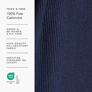 Fishers Finery Men's 100% Cashmere Ribbed Knit Hat and Scarf Set; Gift Box (Nvy)