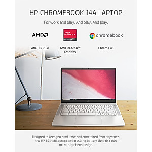 HP Chromebook 14-inch HD Laptop AMD 3015Ce 2.3 GHz 4GB DDR4 RAM, 32GB eMMC, AMD Radeon Graphics, USB Type-C, Wi-Fi, Bluetooth, ChromeOS, 14a-nd0030nr Forest Teal (Renewed)