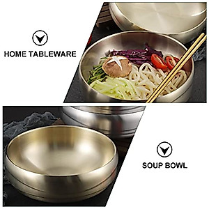 Luxshiny Double- Wall Insulated Stainless Steel Soup Bowl Insulated Bowls for Cereal Soup Ice Cream Rice Noodles Salad Kids Snacks 19. 5cm Gold