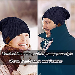 Wireless Beanie Hat with Headphones Smart Beanie Headset Winter Hats Warm Musical Cap 5.0 Headphone Built-in Mic Handsfree for Skiing Skateboarding Jogging for Men Women Boys Girls Blue