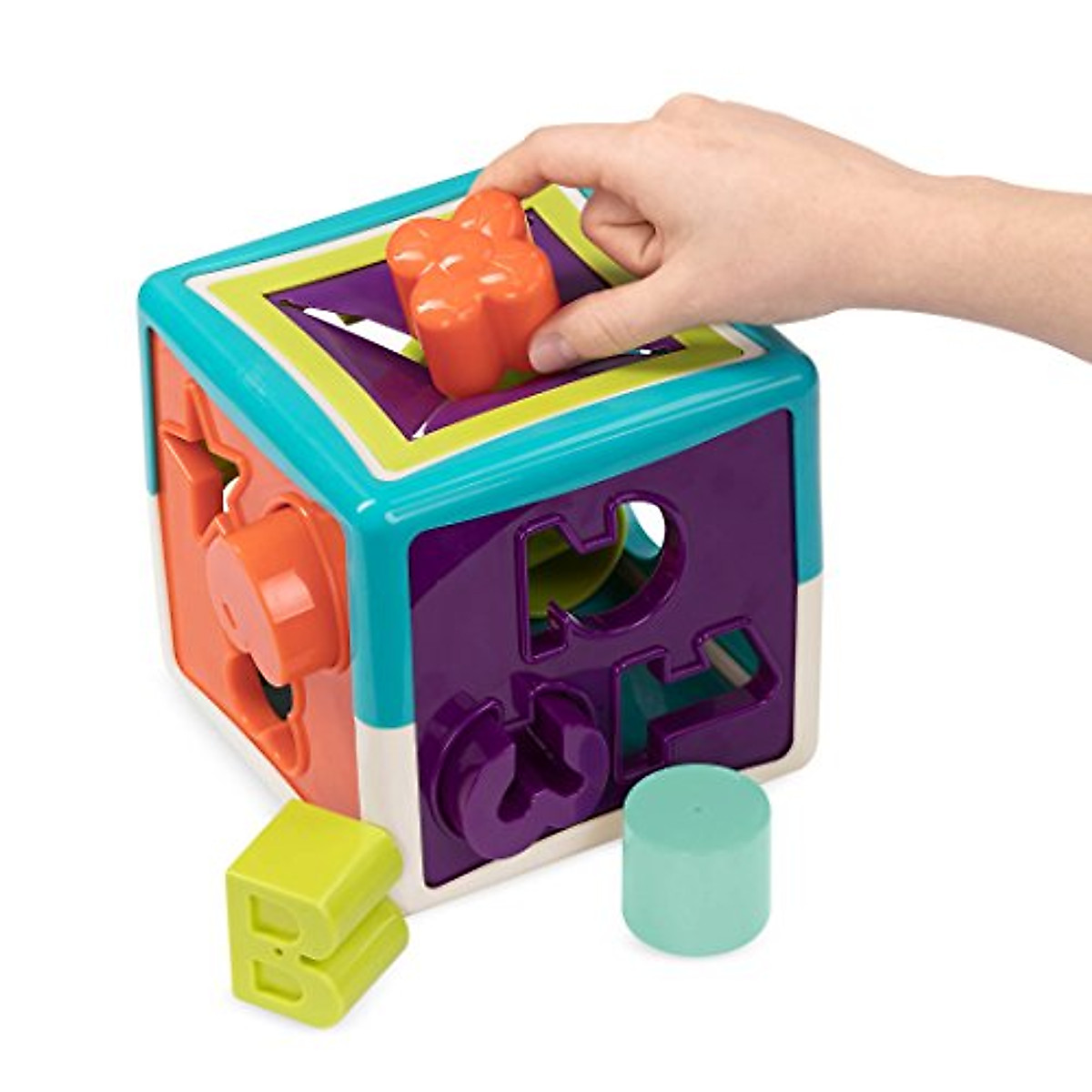 Battat – Sort & Stack Combo – 17-Piece Sensory Sorting Set – Activity Cube With Bead Maze – Educational & Dexterity Toys – 2 Years + – Shape Sorter Cube + Stacking Rings
