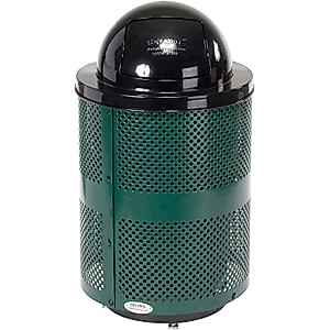 Global Industrial 36 Gallon Deluxe Thermoplastic Perforated Receptacle w/Dome & Base, Green