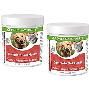 Only Natural Pet Complete Gut Health Complex - Probiotics & Digestive Enzyme Supplement for Dogs & Cats - Promotes Healthy Digestion, Immune System, Nutrient Absorption -3.5oz Powder (Pack of 2)