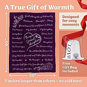 Granddaughter Gifts from Grandma, to My Granddaughter Blanket, Grand Daughter Gifts from Grandma, Graduation Gifts for Granddaughter, Gifts for Granddaughter, Throw Blanket 65" x 50" (Purple)