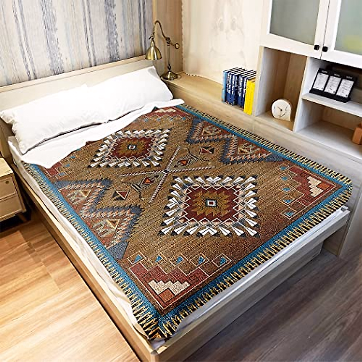 SXCHEN 50"x60" Blankets Plush Sofa Bed Throw Vintage Aztecs Native American Tribes Geometry