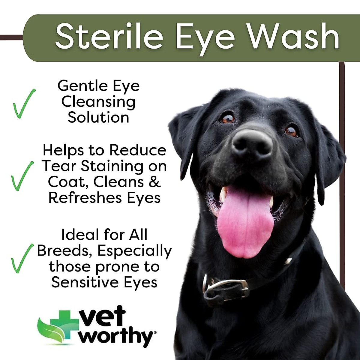 Vet Worthy Eye Wash for Dogs - Gentle Eye Cleansing Solution for Dogs to Prevent Tear Stain and Eye Irritation - Dog Eye Cleaner for Tear Stain, Dirt, and Eye Discharge - 4oz