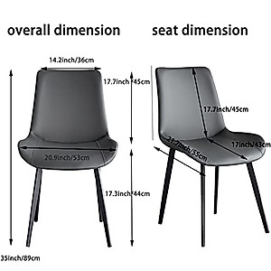 seonyou Dining Chairs Set of 4 Dark Grey Faux Leather for Kitchen Dining Room, Comfortable Mid Century Modern Chair with Metal Leg, Upholstered Big Side Chair for Living Room, Farmhouse