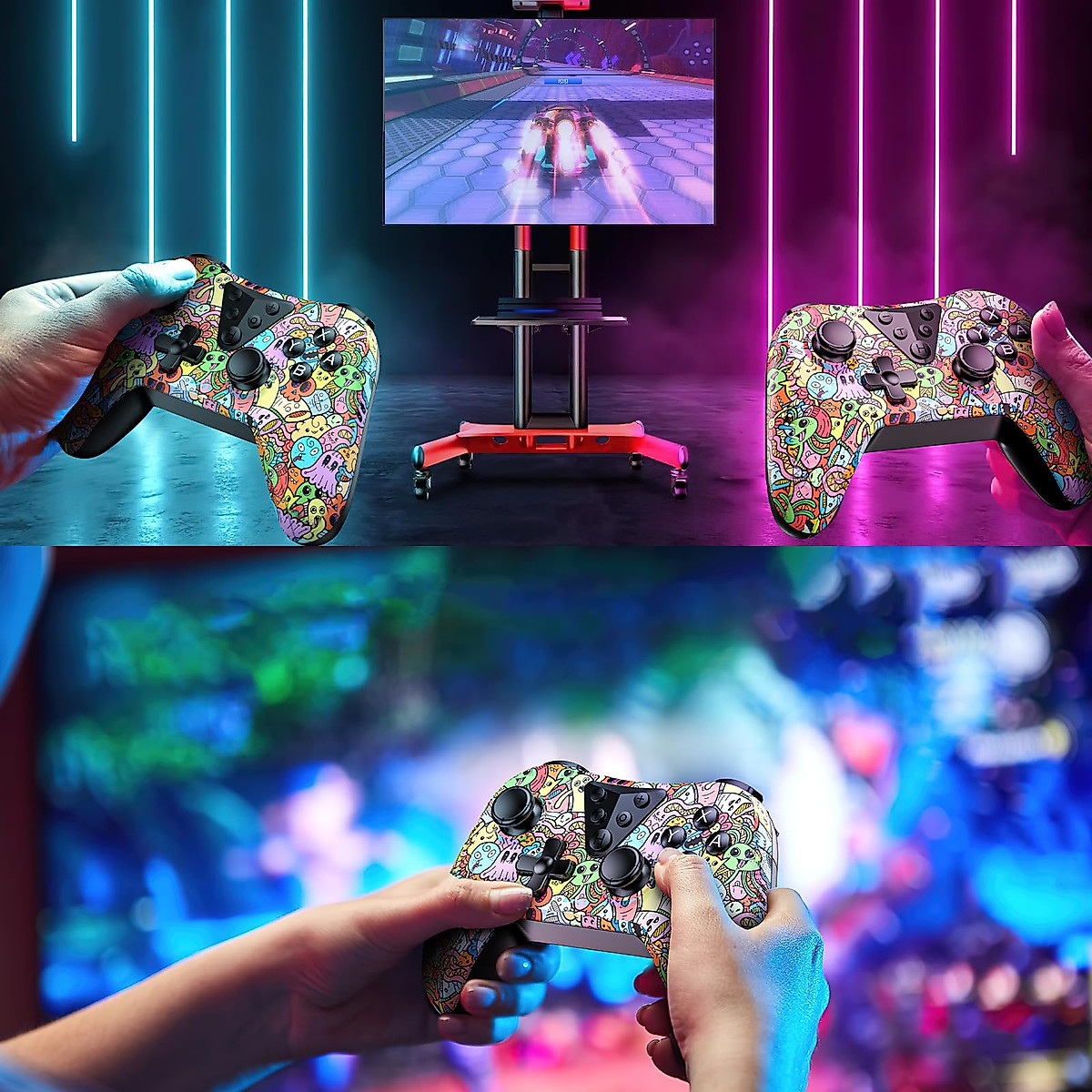 Wireless Pro Controller Compatible with Nintendo Switch Controller, Compatible with Nintendo Switch/Switch Lite/Switch/PC OLED Controller for Switch with Wake-up, Turbo Vibration and Programmable Function