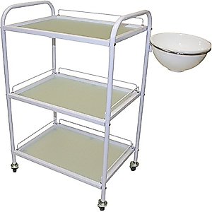 LCL Beauty White All Purpose Roller Trolley with Removable Utility Bowl