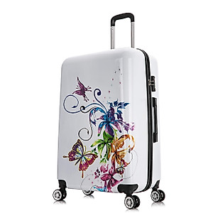 InUSA Fusion Print Luggage with Spinner Wheels | Durable Lightweight Hardside Suitcase | Travel Bag with Handle and Trolley | 28-Inch Large Checked luggage