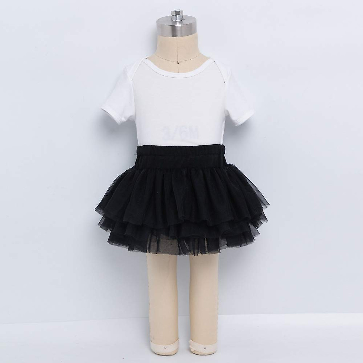 Anbaby Baby Girls Soft Tutu Skirt Toddler Ruffled Pants Diaper Cover Black 0-3M