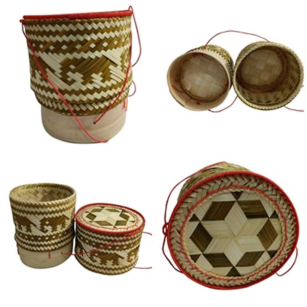 Heavens Tvcz Bamboo Sticky Laos Rice Serving Basket Elephant Handmade ''KRA-Tip'' Thai Weave Wickerwork with Vegetable Based Dye Serving Travel Picnic Keeping Sticky After Steaming Keep Sticky Warm