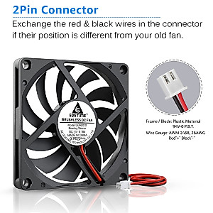 Gdstime 80mm x 80mm x 10mm DC 5V Brushless Cooling Fan 2PIN