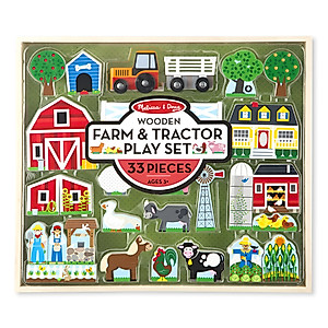 Melissa & Doug Wooden Farm and Tractor Play Set (33 pcs)