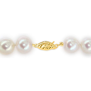 14K Yellow Gold AAA Freshwater Cultured White Round Pearls, 4mm-9mm Graduated 18" Strand Pearl Beads Necklace with Fishhook Clasp, Pearls Necklace Jewelry for Brides and Bridesmaids