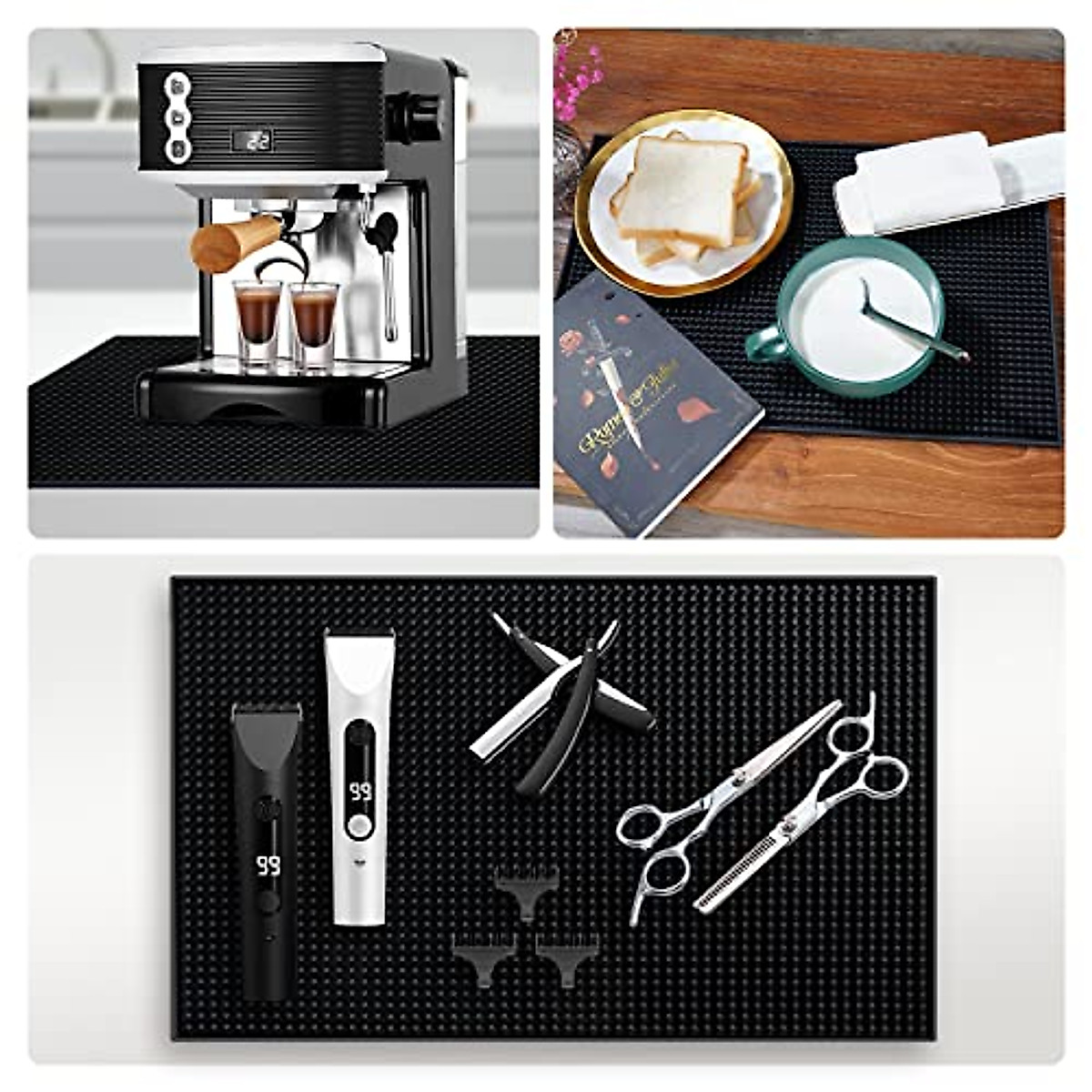 BARsics 18"x12" PVC Bar Service Mat for Cocktail Bartender (Black)