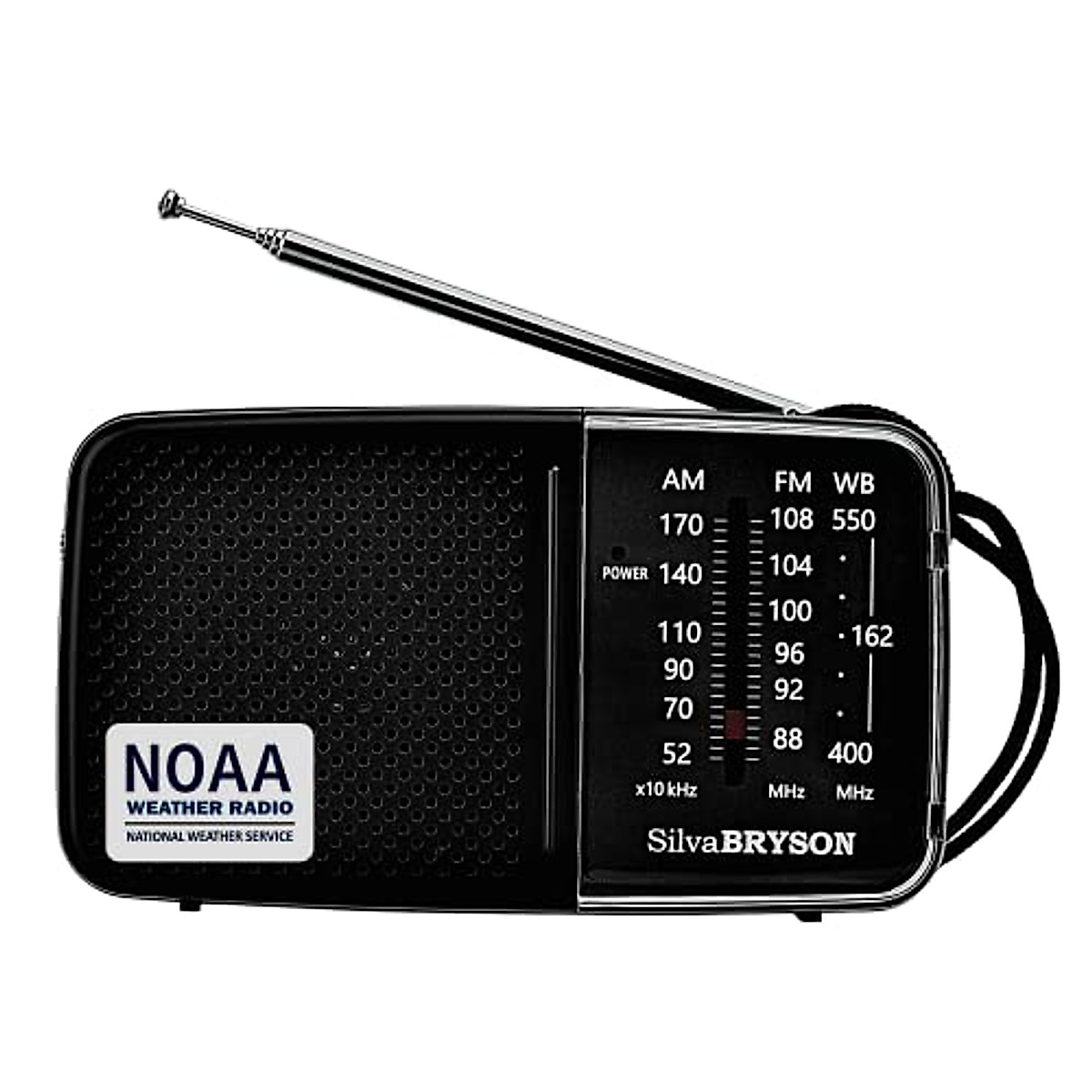 NOAA Weather Radio SilvaBRYSON, Emergency AM/FM Battery Operated Handheld Radio with Speaker and Best Reception for Hurricane, Home, Running. Convenient Headphone Jack, Operated by 2AA Battery.