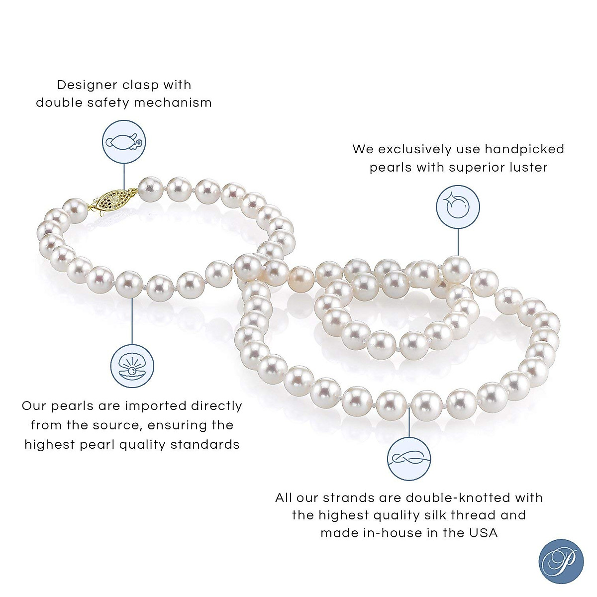 The Pearl Source 14K Gold 7-8mm AAA Quality White Freshwater Cultured Pearl Necklace for Women in 24" Matinee Length