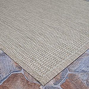 Couristan Recife Saddle Stitch Indoor/Outdoor Area Rug Champagne/Taupe, 2' x 3'7"