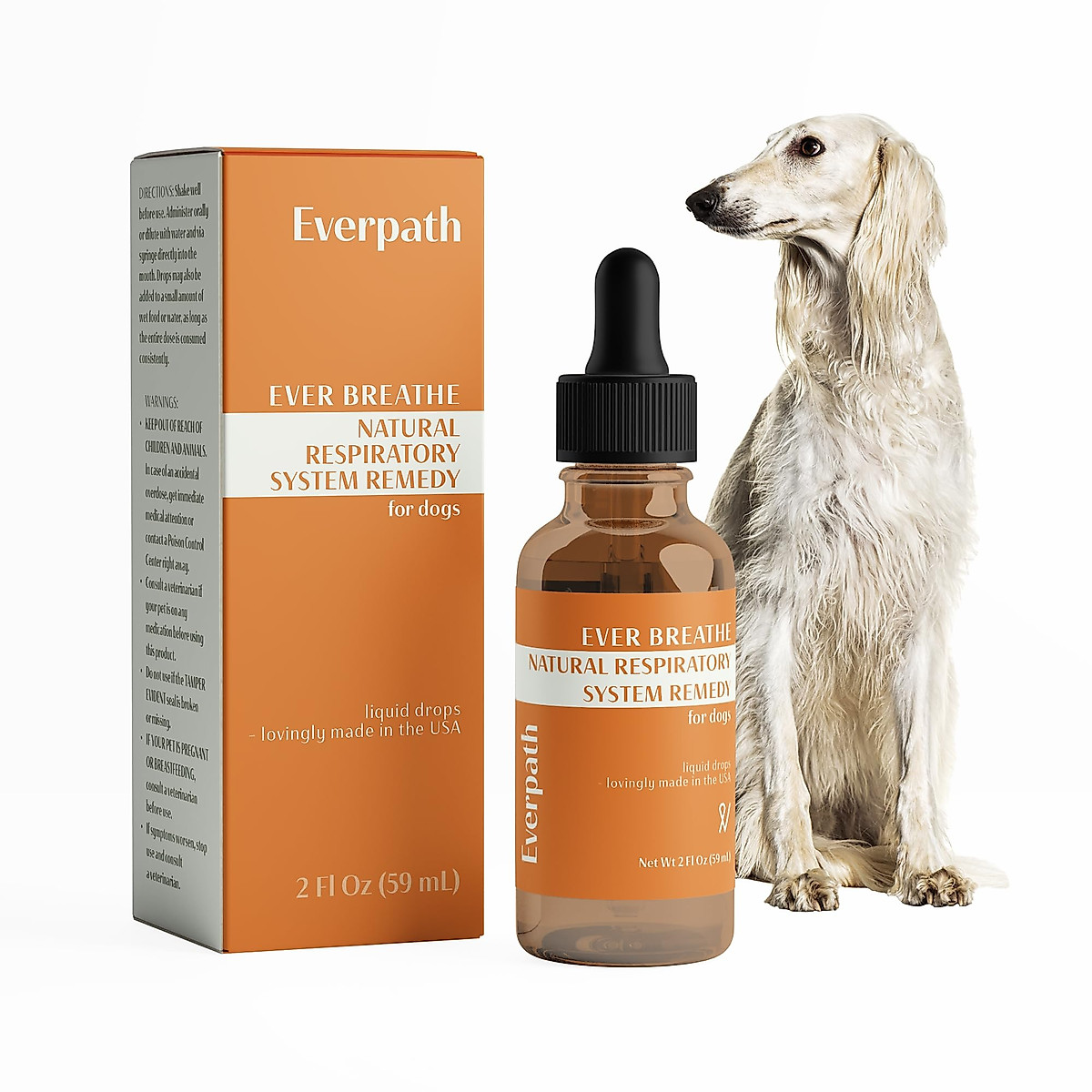 2024 Everpath Upgraded Respiratory Support for Dogs - 2 Fluid Ounces/60mls | Made in The USA | Boosts Immune Support & Healthy Breathing | Enhances Respiratory Function | Natural Solution for Pets